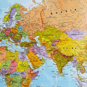 Maps International World Wall Map - Map of The World Poster - Front Lamination - 33 x 47