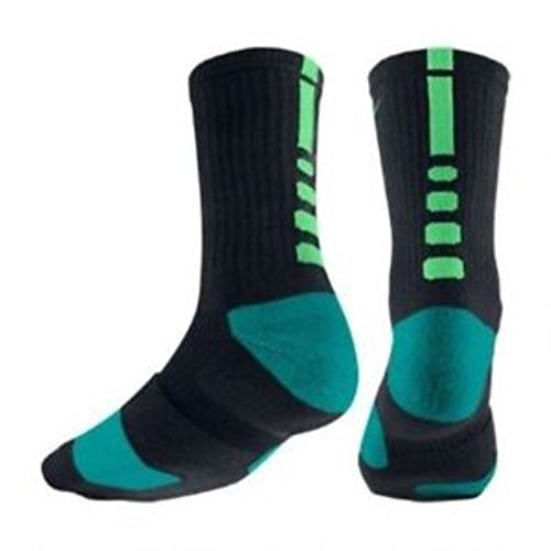 Nike Men's Elite Cushioned Basketball Crew Socks Medium (6-8) Black Teal Green