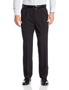 van heusen mens big and tall stretch traveler cuffed crosshatch pleated casual pants, black, 50w x 32l us