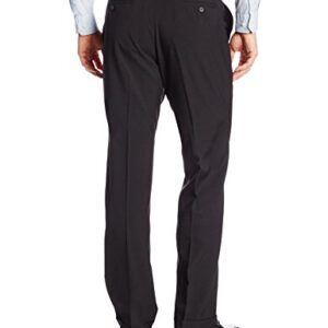 Van Heusen mens Big and Tall Stretch Traveler Cuffed Crosshatch Pleated casual pants, Black, 50W x 32L US