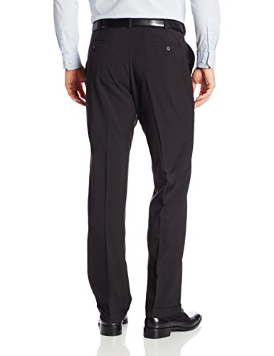 Van Heusen mens Big and Tall Stretch Traveler Cuffed Crosshatch Pleated casual pants, Black, 50W x 32L US