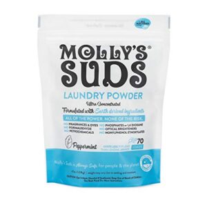 molly's suds original laundry detergent powder | natural laundry detergent powder for sensitive skin | earth-derived ingredients, stain fighting | 70 loads (peppermint)