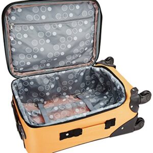 Rockland Pasadena Softside Spinner Wheel Luggage, Orange, Carry-On 20-Inch