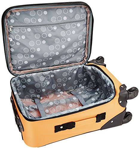 Rockland Pasadena Softside Spinner Wheel Luggage, Orange, Carry-On 20-Inch