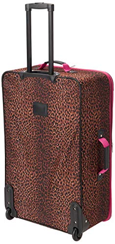 Rockland Vara Softside Upright Luggage, Pink Leopard, 3-Piece Set (20/22/28)