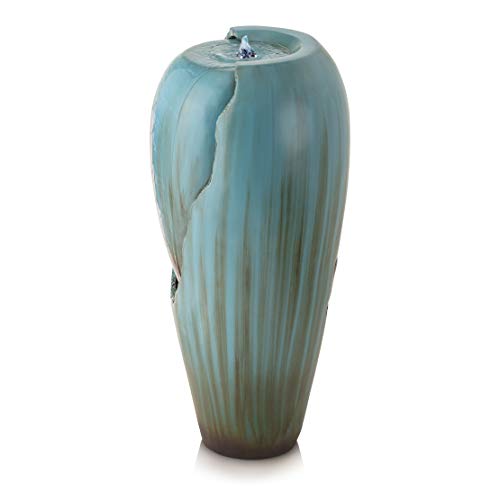 Alpine Corporation DIG100XS w/LED Light Water Jar Fountain, 32 Inch Tall, Turquoise