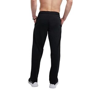 Champion Men's Authentic Open Bottom Jersey Pant, Medium - Black