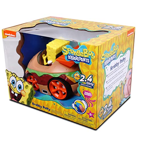 NKOK Remote Control Krabby Patty with Spongebob Vehicle, Full Function RC Vehicle, Working Lights, Has Radio Control & Turbo Boost, Great Item for Kids, Ages 6 and up