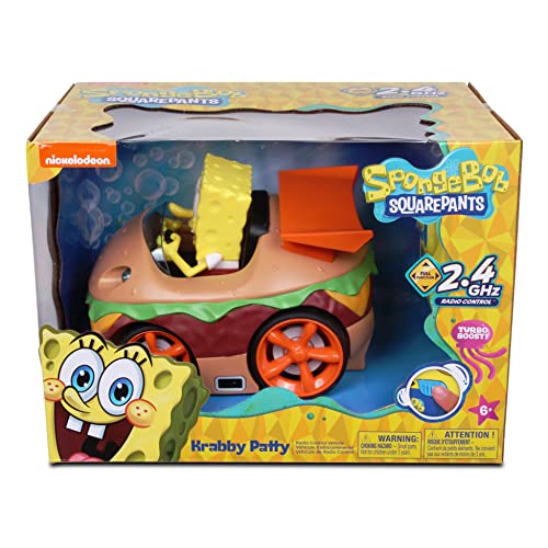 NKOK Remote Control Krabby Patty with Spongebob Vehicle, Full Function RC Vehicle, Working Lights, Has Radio Control & Turbo Boost, Great Item for Kids, Ages 6 and up