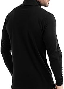 Utopia Wear Premium Mens Shirt, Cotton Blend Knitted Turtleneck Men T-Shirt Pullover Sweater, Black, XX-Large