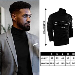 Utopia Wear Premium Mens Shirt, Cotton Blend Knitted Turtleneck Men T-Shirt Pullover Sweater, Black, XX-Large