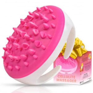 scala silicone anti cellulite massager, body shower scrubber, cellulite remover - improve circulation, distribute fat deposits, body massager, exfoliator, fat roller use with creams and oils - pink