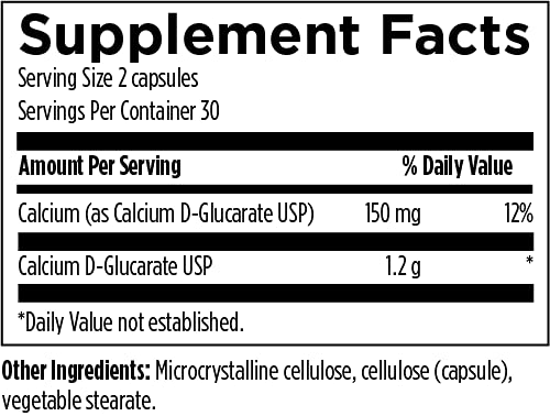 Designs for Health Calcium D-Glucarate - 1200mg CDG for Liver Support - Detoxification + Healthy Hormone Metabolism Support Supplement for Men + Women - Non-GMO, Soy-Free (60 Capsules)