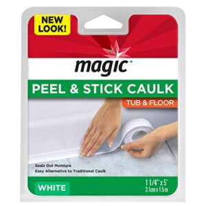 magic american tub/floor peel and stick caulk, 1-1/4" x 5' (3.1cm * 1.5m) , (1 count (pack of 1), white)