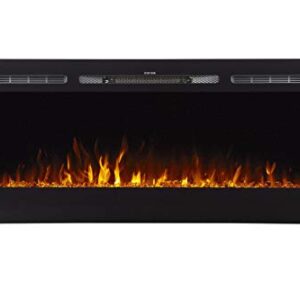 Touchstone Smart Electric Fireplace-The Sideline® 50 Inch Wide-in Wall Recessed-30 Realistic Ember Color/Flame Options-1500W Heater w/Thermostat-Black-Log & Crystal Hearth Options -Alexa®/WiFi Enabled