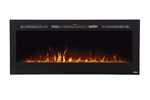 Touchstone Smart Electric Fireplace-The Sideline® 50 Inch Wide-in Wall Recessed-30 Realistic Ember Color/Flame Options-1500W Heater w/Thermostat-Black-Log & Crystal Hearth Options -Alexa®/WiFi Enabled