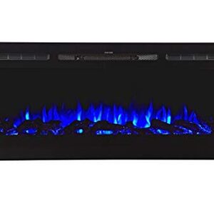 Touchstone Smart Electric Fireplace-The Sideline® 50 Inch Wide-in Wall Recessed-30 Realistic Ember Color/Flame Options-1500W Heater w/Thermostat-Black-Log & Crystal Hearth Options -Alexa®/WiFi Enabled