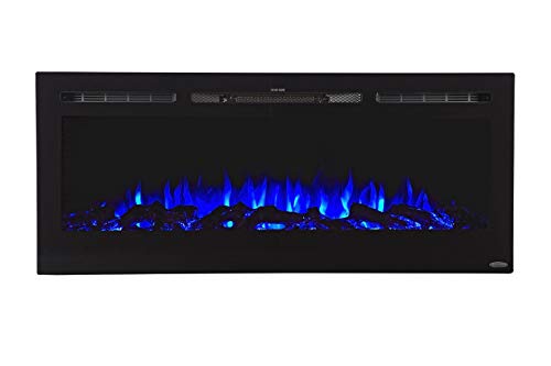 Touchstone Smart Electric Fireplace-The Sideline® 50 Inch Wide-in Wall Recessed-30 Realistic Ember Color/Flame Options-1500W Heater w/Thermostat-Black-Log & Crystal Hearth Options -Alexa®/WiFi Enabled