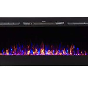 Touchstone Smart Electric Fireplace-The Sideline® 50 Inch Wide-in Wall Recessed-30 Realistic Ember Color/Flame Options-1500W Heater w/Thermostat-Black-Log & Crystal Hearth Options -Alexa®/WiFi Enabled