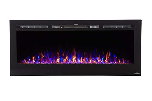 Touchstone Smart Electric Fireplace-The Sideline® 50 Inch Wide-in Wall Recessed-30 Realistic Ember Color/Flame Options-1500W Heater w/Thermostat-Black-Log & Crystal Hearth Options -Alexa®/WiFi Enabled