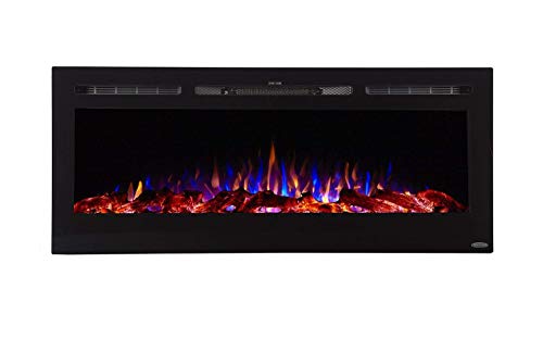 Touchstone Smart Electric Fireplace-The Sideline® 50 Inch Wide-in Wall Recessed-30 Realistic Ember Color/Flame Options-1500W Heater w/Thermostat-Black-Log & Crystal Hearth Options -Alexa®/WiFi Enabled