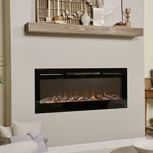 Touchstone Smart Electric Fireplace-The Sideline® 50 Inch Wide-in Wall Recessed-30 Realistic Ember Color/Flame Options-1500W Heater w/Thermostat-Black-Log & Crystal Hearth Options -Alexa®/WiFi Enabled