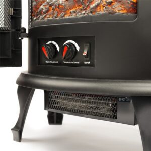 e-Flame USA Regal Freestanding Electric Fireplace Stove - 3-D Log and Fire Effect (Black)