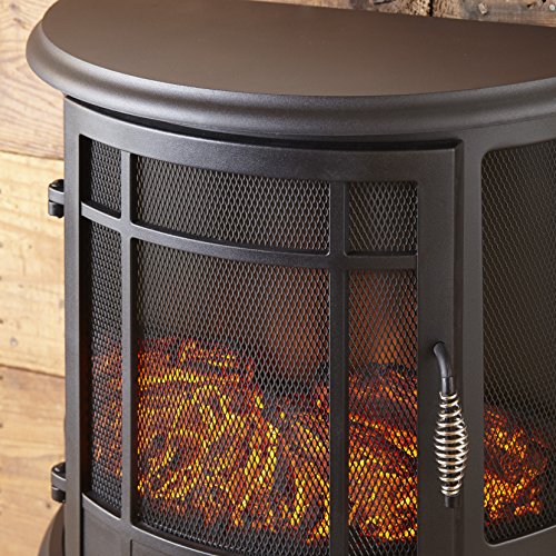 e-Flame USA Regal Freestanding Electric Fireplace Stove - 3-D Log and Fire Effect (Black)