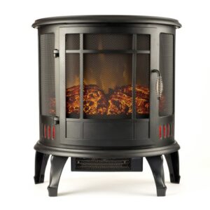 e-Flame USA Regal Freestanding Electric Fireplace Stove - 3-D Log and Fire Effect (Black)