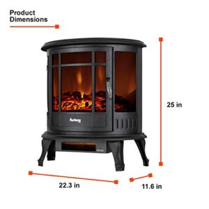 e-Flame USA Regal Freestanding Electric Fireplace Stove - 3-D Log and Fire Effect (Black)