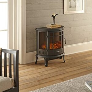 e-Flame USA Regal Freestanding Electric Fireplace Stove - 3-D Log and Fire Effect (Black)