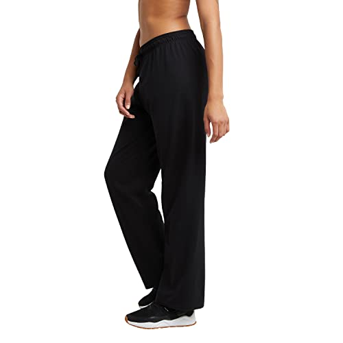 Champion Jersey, Comfortable Lounge Pants for Women, 100% Cotton, 31.5", Black, Large