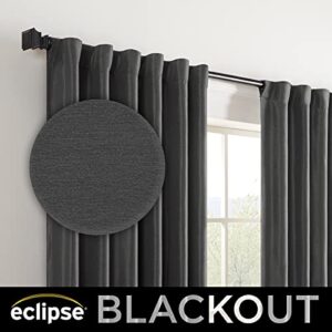 Eclipse Fresno Modern Blackout Thermal Rod Pocket Window Curtain for Bedroom (1 Panel), 52 in x 63 in, Black