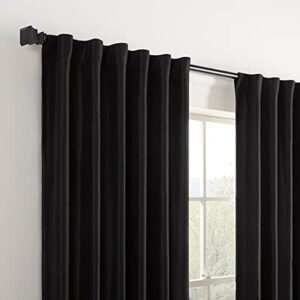 Eclipse Fresno Modern Blackout Thermal Rod Pocket Window Curtain for Bedroom (1 Panel), 52 in x 63 in, Black