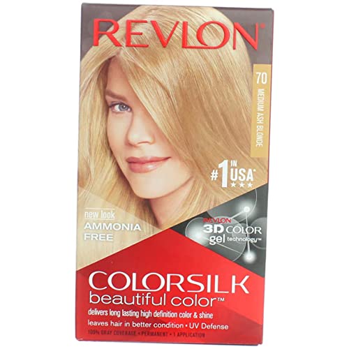 Revlon ColorSilk Hair Color 70 Medium Ash Blonde 1 Each (Pack of 4)