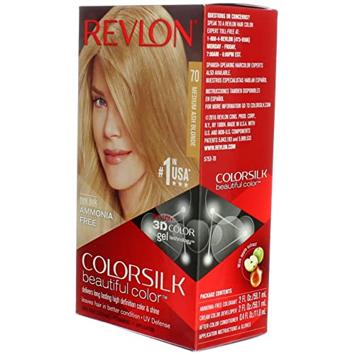 Revlon ColorSilk Hair Color 70 Medium Ash Blonde 1 Each (Pack of 4)