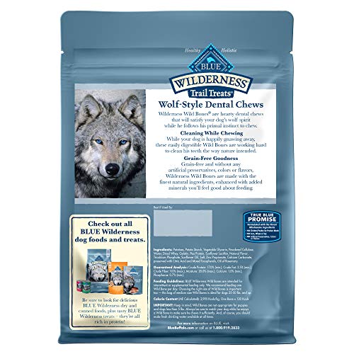 Blue Buffalo Wilderness Wild Bones Grain Free Dental Chews Dog Treats, Medium 10-oz Bag