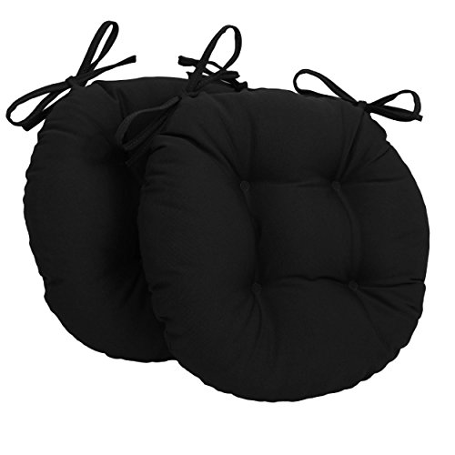 Blazing Needles 16-inch Twill Round Chair Cushion, 2 Count (Pack of 1), Black