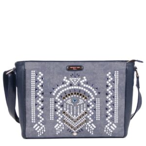 nicole lee ramsha stud detail messenger bag, blue, one size