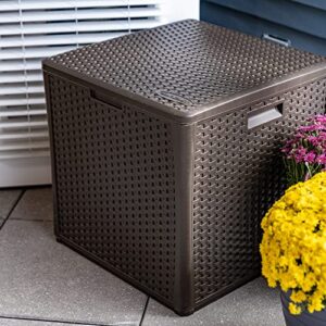 Suncast 60 Gallon Resin Outdoor Patio Storage Box, Java