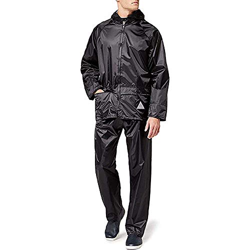 Result Mens Heavyweight Waterproof Rain Suit (Jacket & Trouser Suit) (L) (Black)