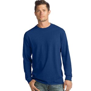 hanes mens essentials long sleeve t-shirt value pack (4-pack) fashion t shirts, deep royal, x-large us