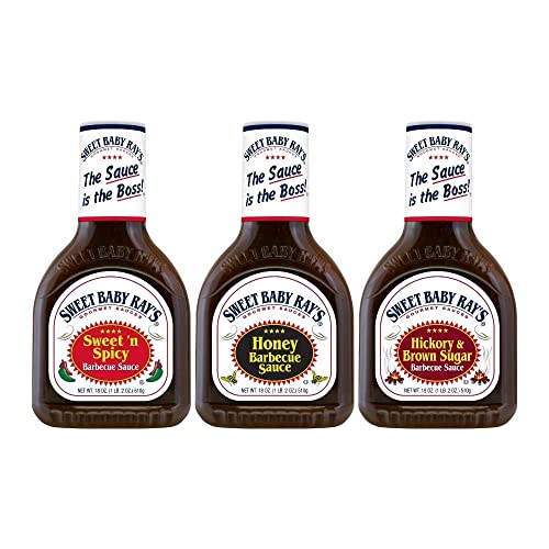 Sweet Baby Ray's Variety Honey Barbecue Sauce Hickory & Brown Sugar BBQ Sauce Sweet 'n Spicy BBQ Sauce (18 Ounce, Pack of 3)