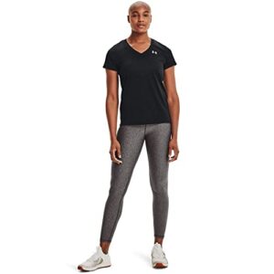 under armour womens tech v-neck short-sleeve t-shirt , black (002)/metallic silver , small