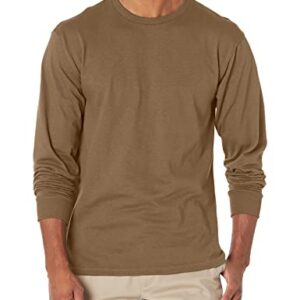 Soffe Men's Long-Sleeve Cotton T-Shirt, Army Brown, Large