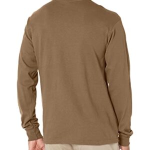 Soffe Men's Long-Sleeve Cotton T-Shirt, Army Brown, Large