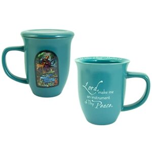 abbey gift ceramic st. francis mug and coaster set, 4 by 4.38",56472t