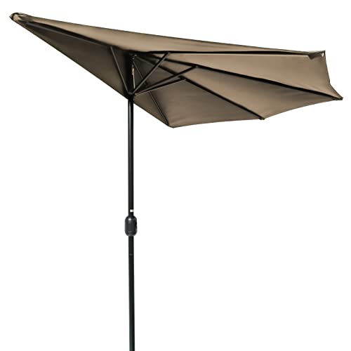 Trademark Innovations Patio Half Umbrella - 9' Diameter - (Tan)