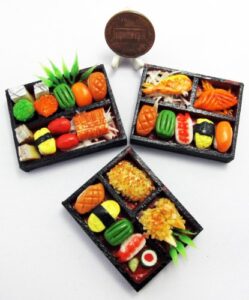 thaihonest 3 mix dollhouse miniature sushi bento ,tiny food,dollhouse food