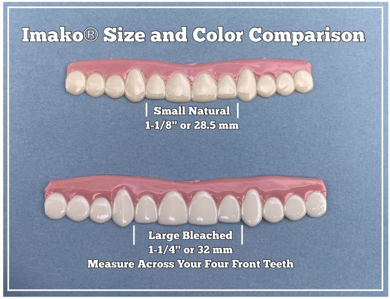 Imako Cosmetic Teeth 2 Pack. (Large, Natural) Uppers Only- Arrives Flat. Fit at Home Do it Yourself Smile Makeover!